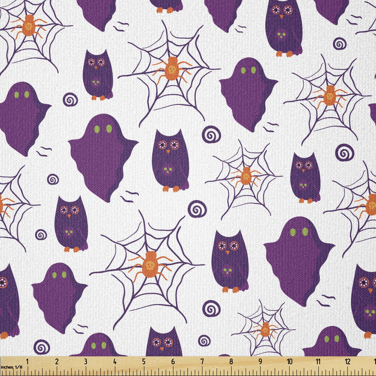 Ghost Fabric by The Yard, Halloween Party Themed Pattern with Owl and ...