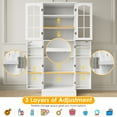 64 Freestanding Kitchen Pantry Cabinet, White Storage with Adjustable ...