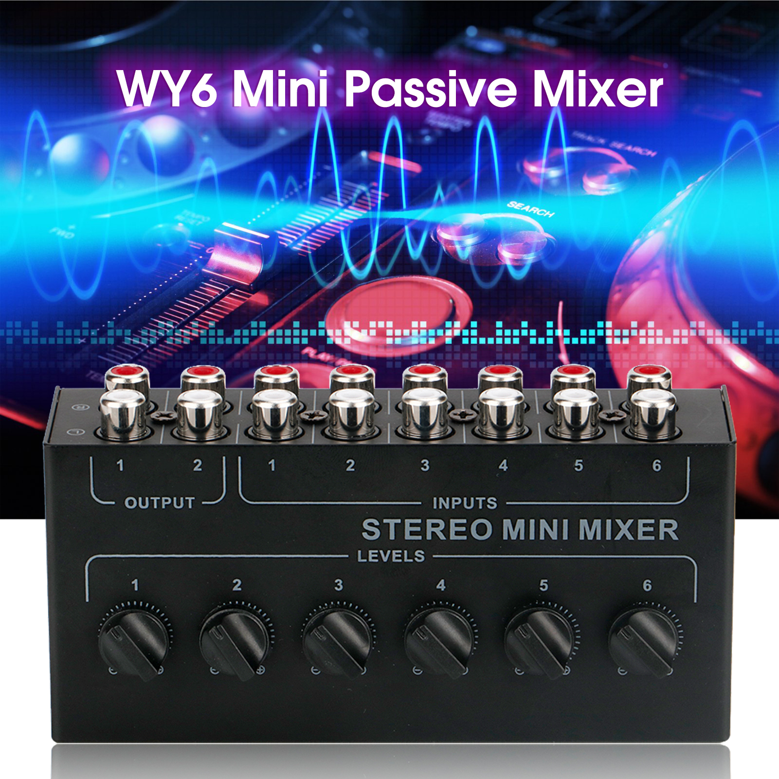 WY6 Mini Mixer Passive Low Noise 6 Input 2 Output 6 Channels HiFi Sound ...