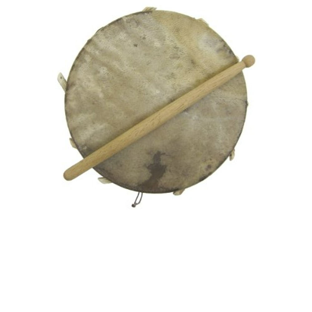 African Sakara Frame Drum with stick - Clay and goat skin - Small 6-7 ...