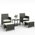 ELPOSUN 5-Piece Outdoor Rattan Patio Furniture Set, Conversation Chair ...