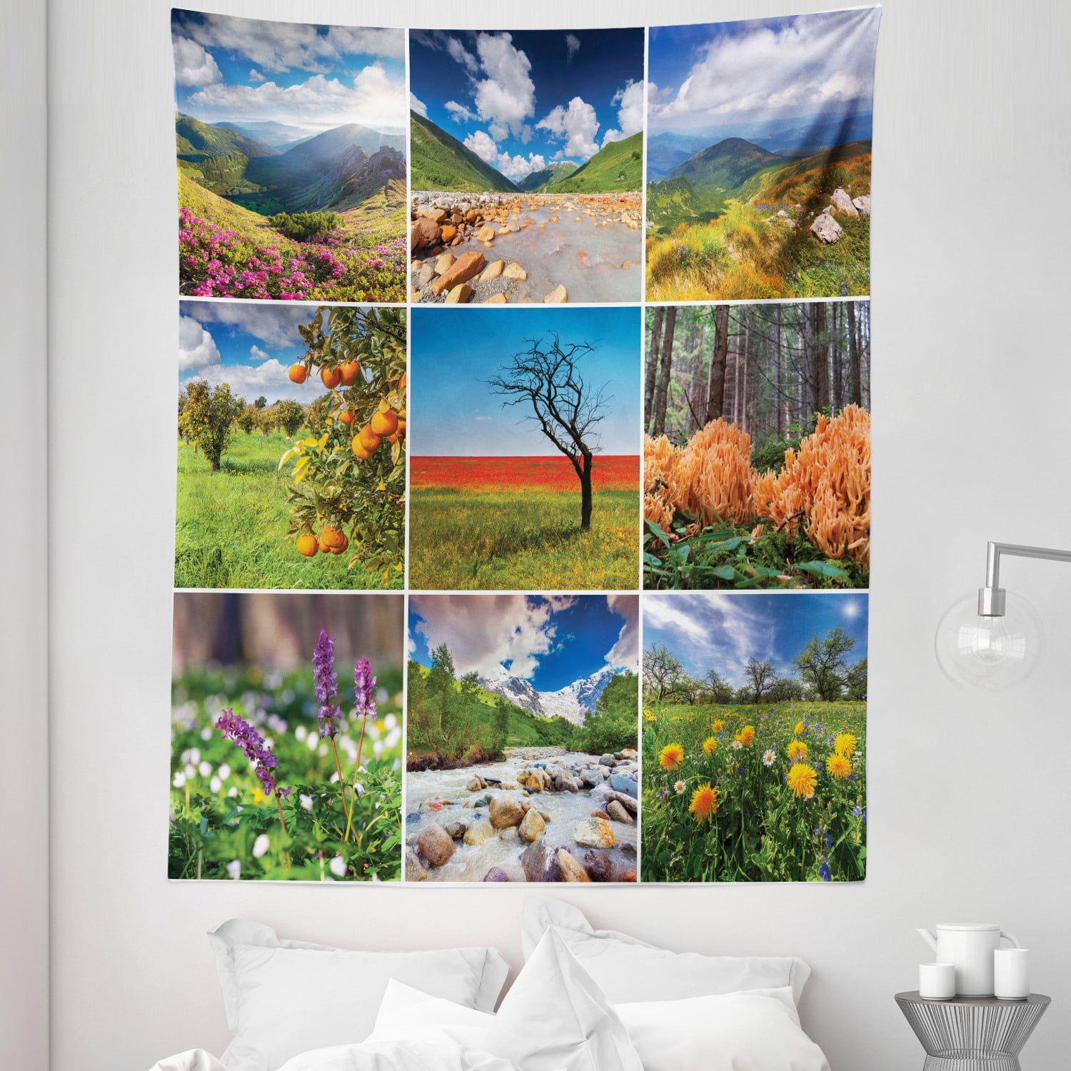 Nature Tapestry, Collage with Summer Scenery Majestic Mountains ...