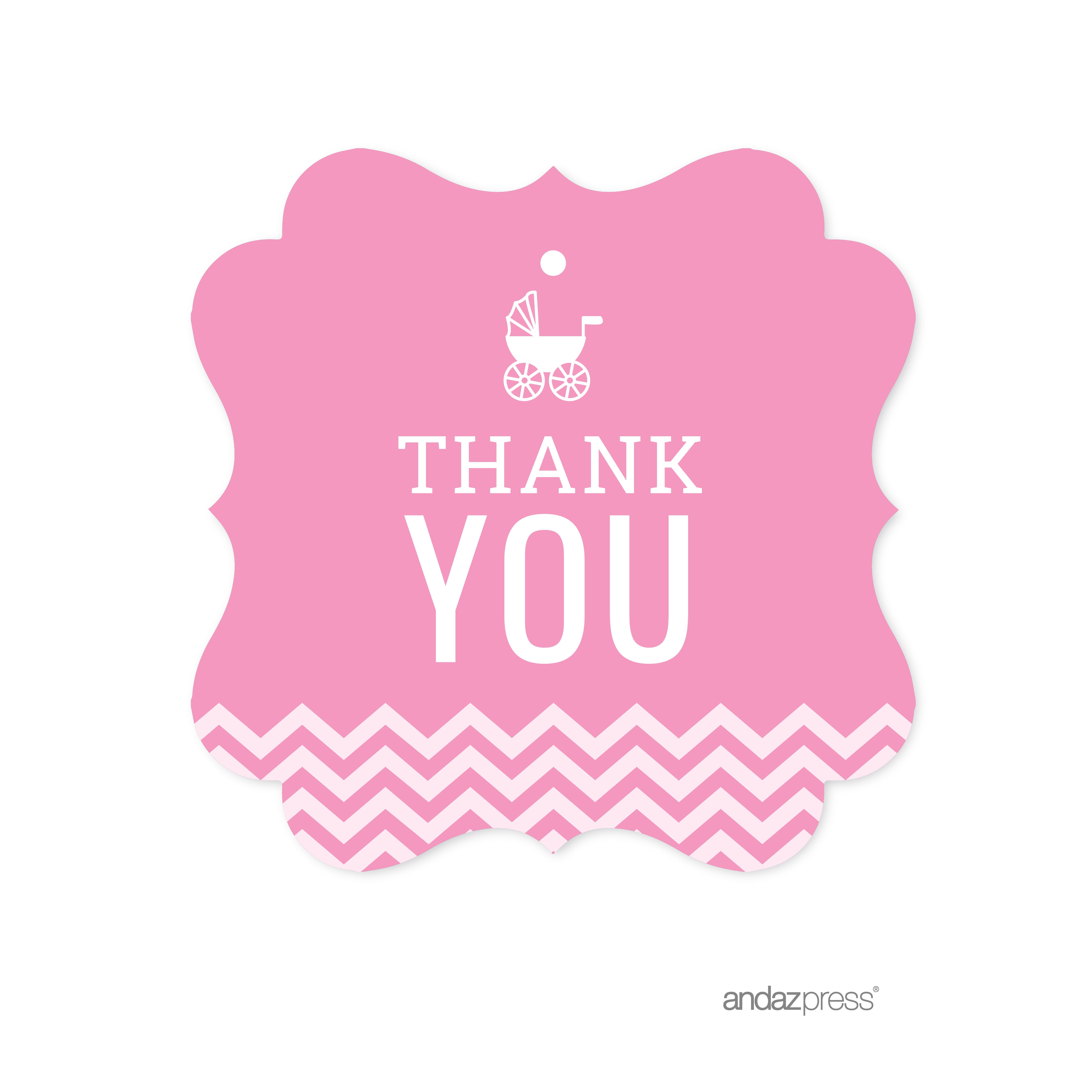 Bubblegum Pink Chevron Baby Shower Fancy Frame Gift Tags, 24-Pack ...