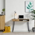Caffoz Stylish Oak Home Office Computer Desk with Hairpin Legs, Drawer ...