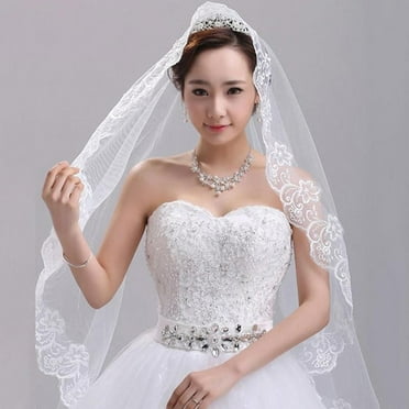 Simple Long Elegant Single Layer Wedding Veil Bridal Veils with Comb ...