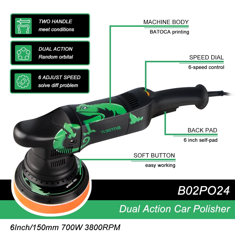 Buy BATOCA Car Buffer Polisher, 6 Inch 700W Random Orbital Dual Action ...