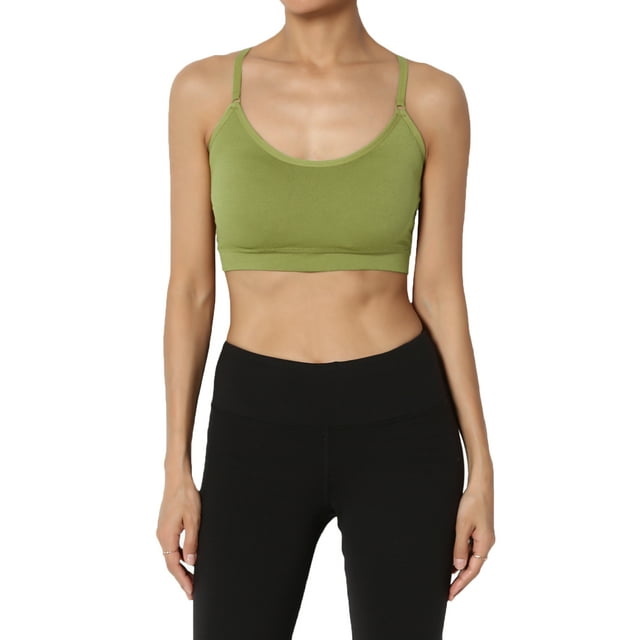 Themogan Womens Plus Removable Pad Cross Back Spaghetti Strap Bra Top