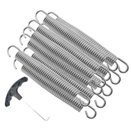Ustyle Pack of 10 Trampoline Springs Steel Bounce with T Hook Set ...