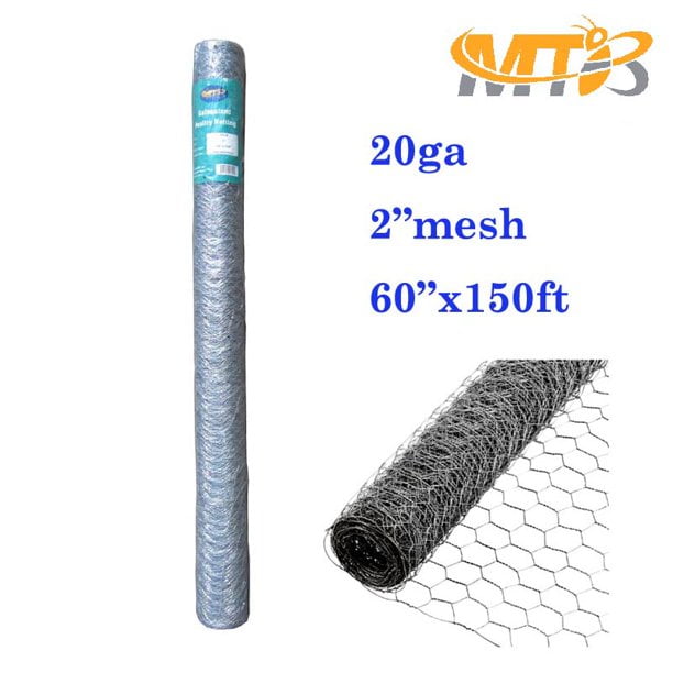 MTB 20GA Galvanized Hexagonal Poultry Netting Chicken Wire 60 inches x ...