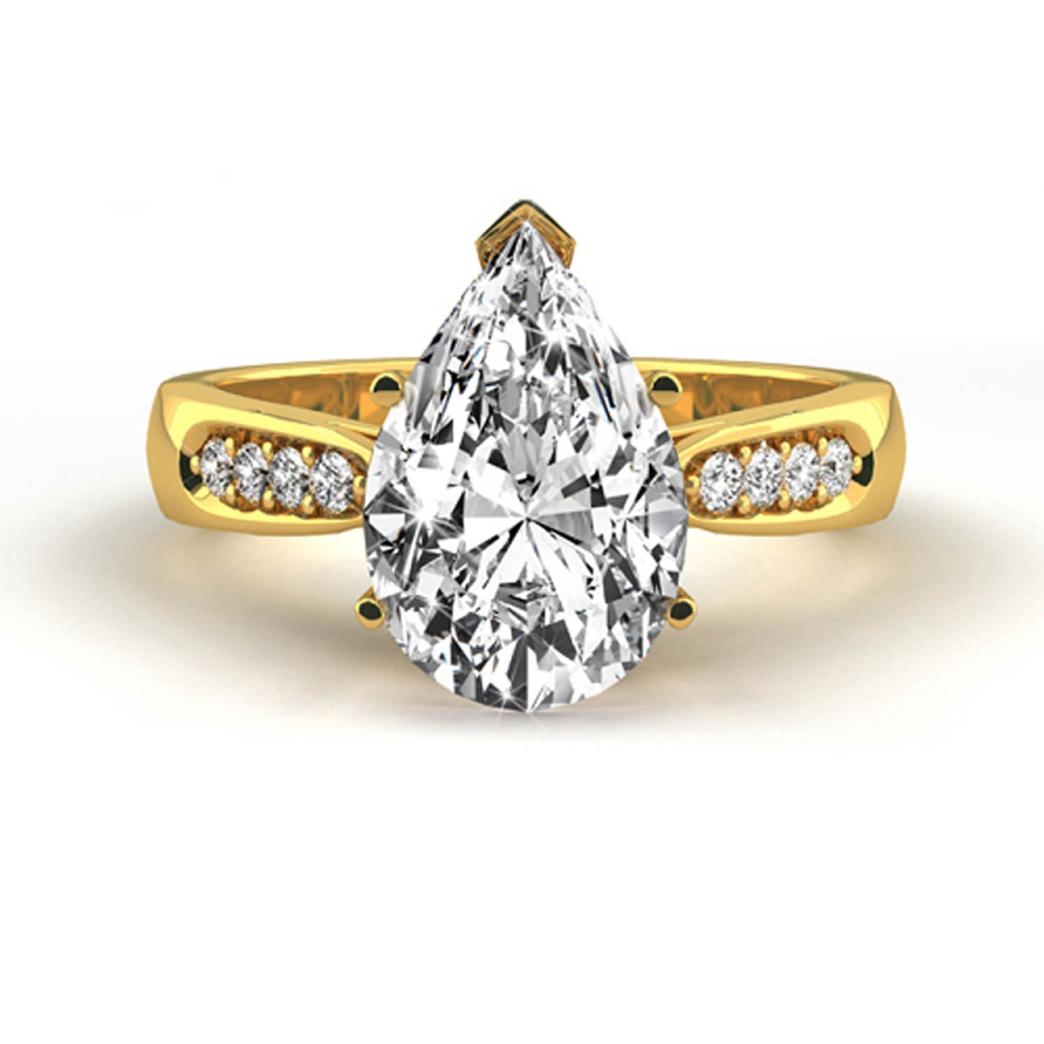 1 17 Carat Weight Pear Shaped Diamond Engagement Ring 18k Yellow