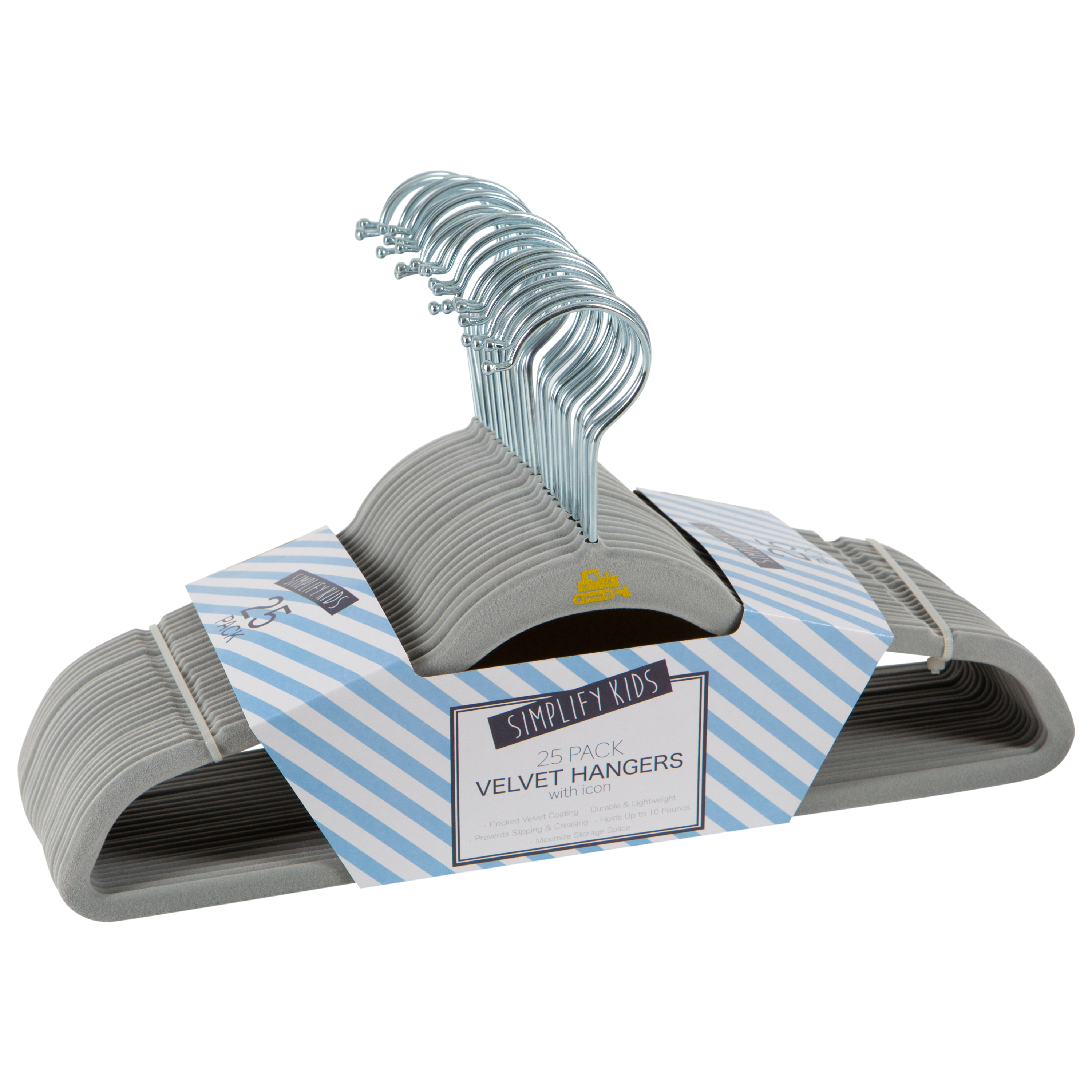 Simplify Kids Velvet Shirt Hangers, 25 Pack, Gray - Walmart.com