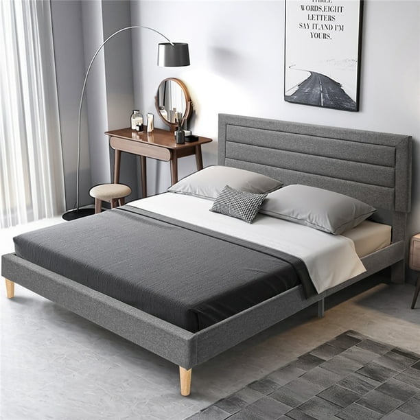 Lusimo Queen Size Bed Frames with Fully Fabric High-Adjustable ...