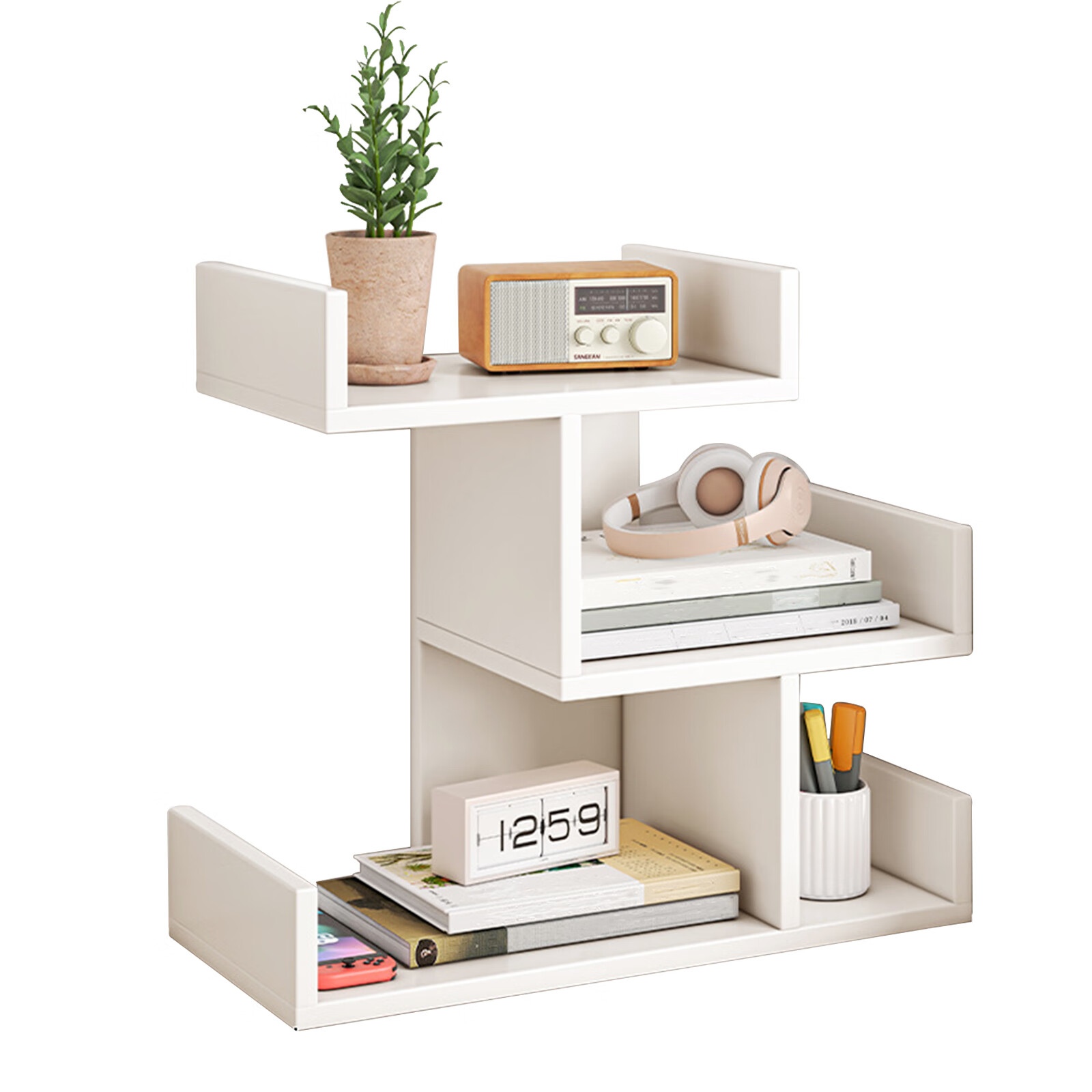 Wood Desktop Shelf Organizer with 3 Tiers, Assembled Countertop Small ...