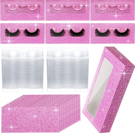 SUZH 50 Sets Empty Eyelash Case Set, Include 50 Empty Eyelash Box Lash ...