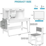 GDLF Kids Homework Desk and Chair Set, Adjustable with Whiteboard ...