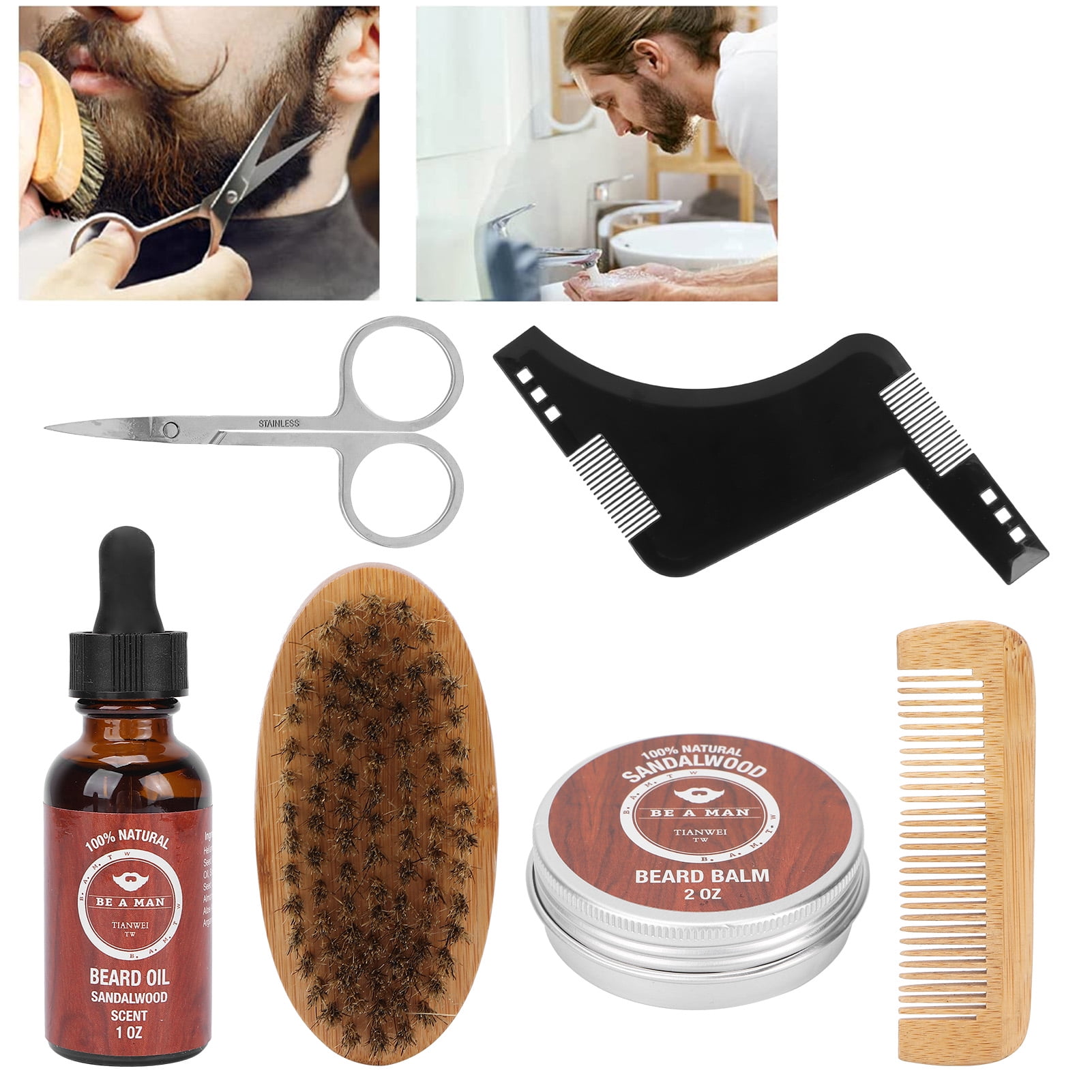 Kit De Cuidado De Barba, Kit De Cuidado De Barba, Juego De Herramientas Para Recortar Barba Para ...