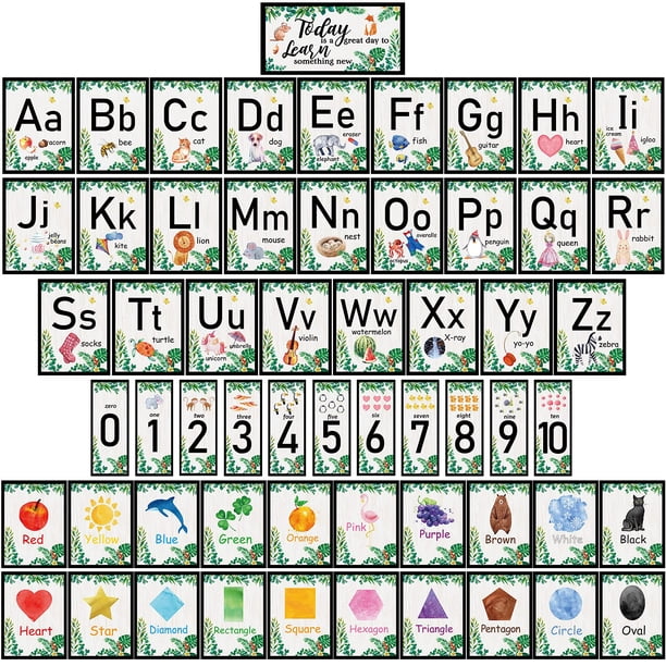 Outus 58P Tarjetas Educativas para Preescolar: Alfabeto, Números ...