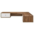 Modway Transmit 55" Wall Mount Corner Wood Office Desk in Walnut White ...