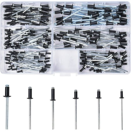 SICED Blind Rivets, 180Pcs Aluminum Blind Rivets, Black Rivet ...