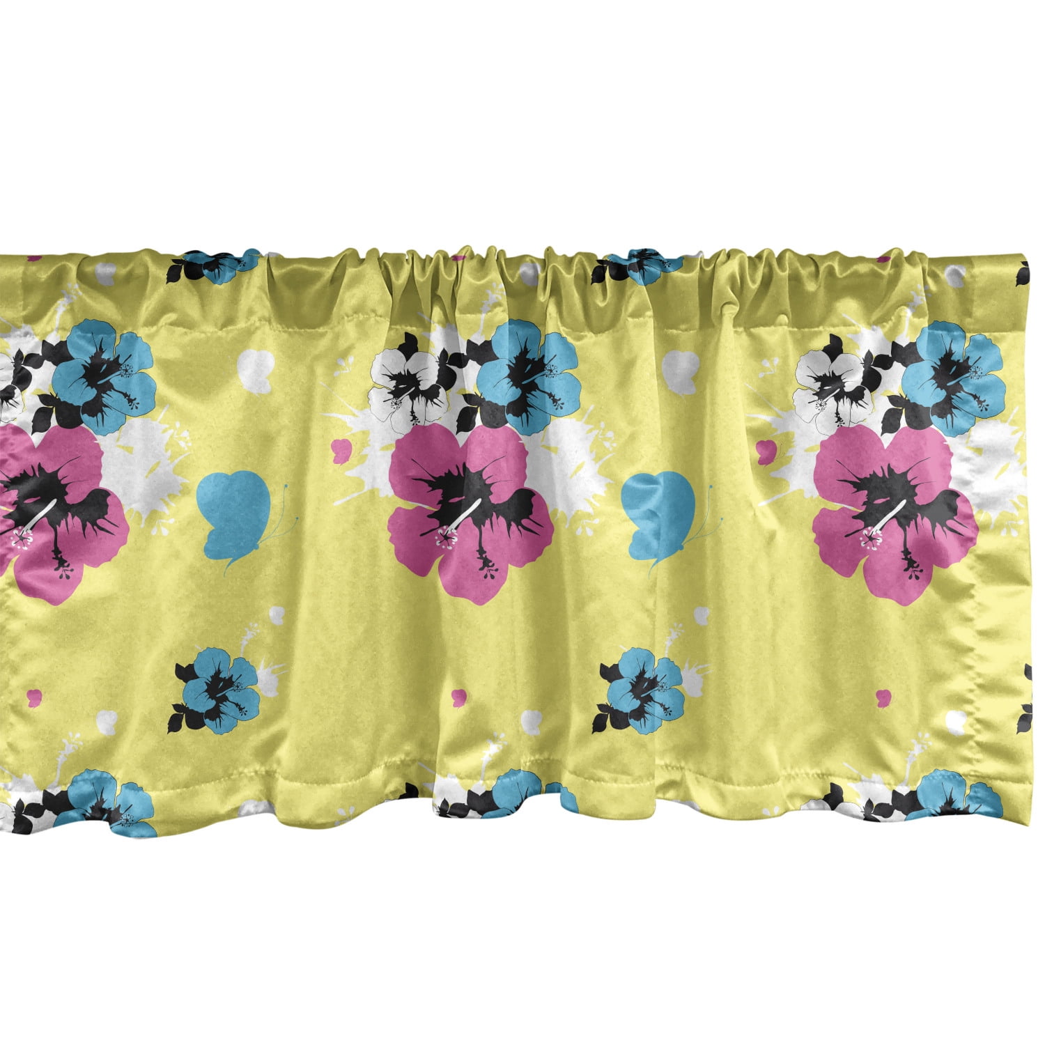 Summer Window Valance Pack of 2, Hawaiian Hibiscus Flower Bouquets in ...