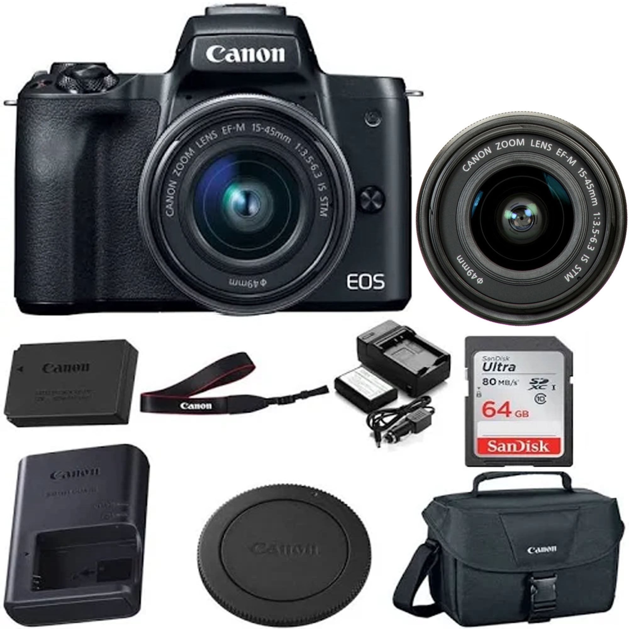 Canon EOS M50 Mirrorless Digital Camera with 15-45mm Lens (Black) with ...