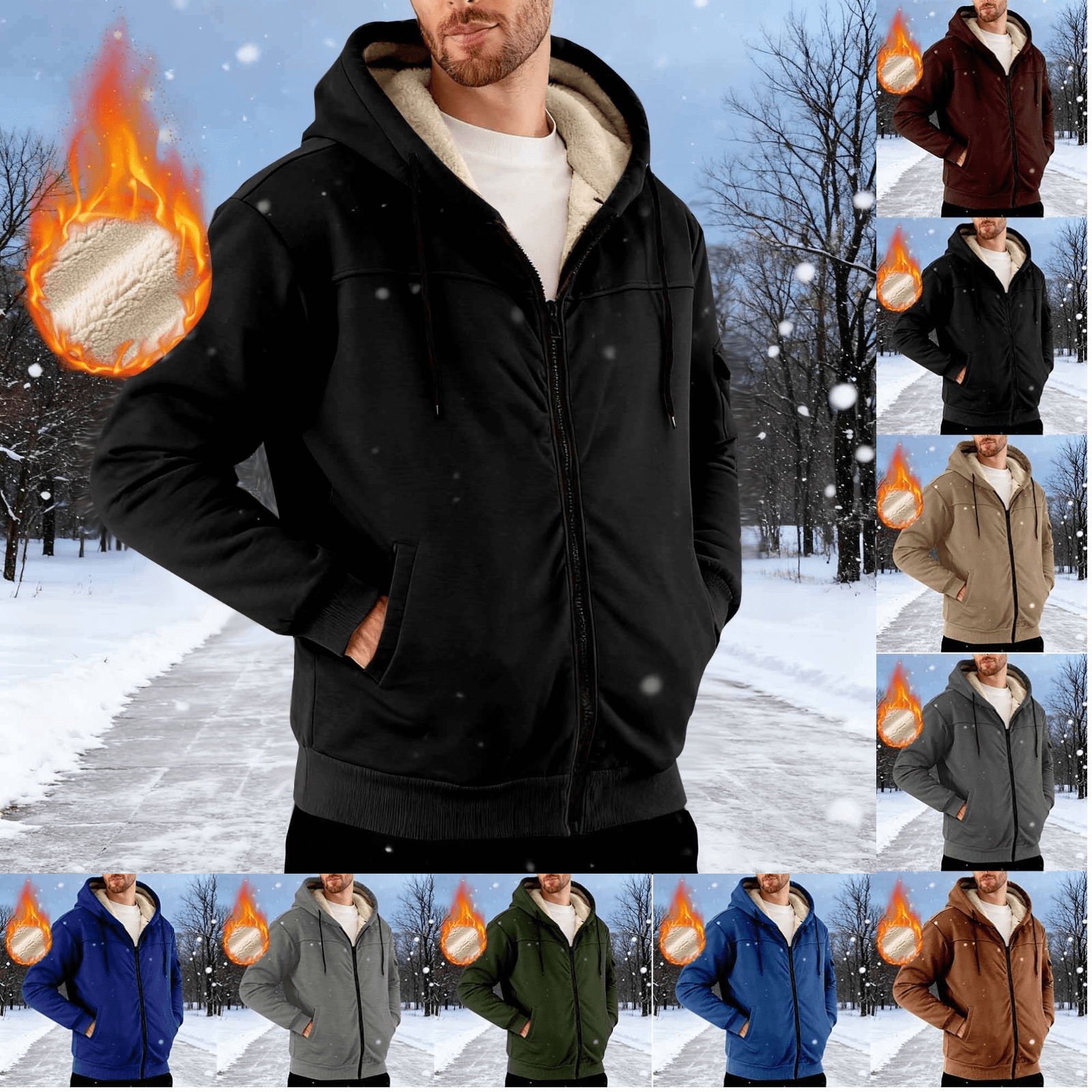 Click here for Jinhomg Sherpa Hoodie Men Oversized Fleece Lined H... prices