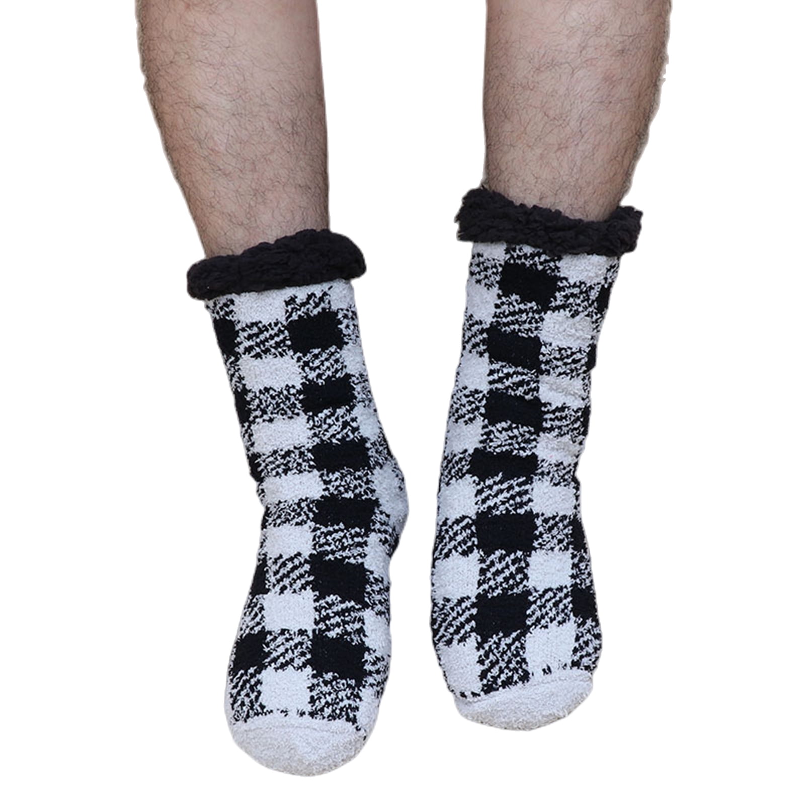 Men's Slipper Socks with Grips Non Slip Soft Fuzzy Cozy Fleece Lined ...