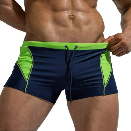 Men Swim Trunks Boxer Briefs Square Compression Swim Leg Short Swimsuit ...