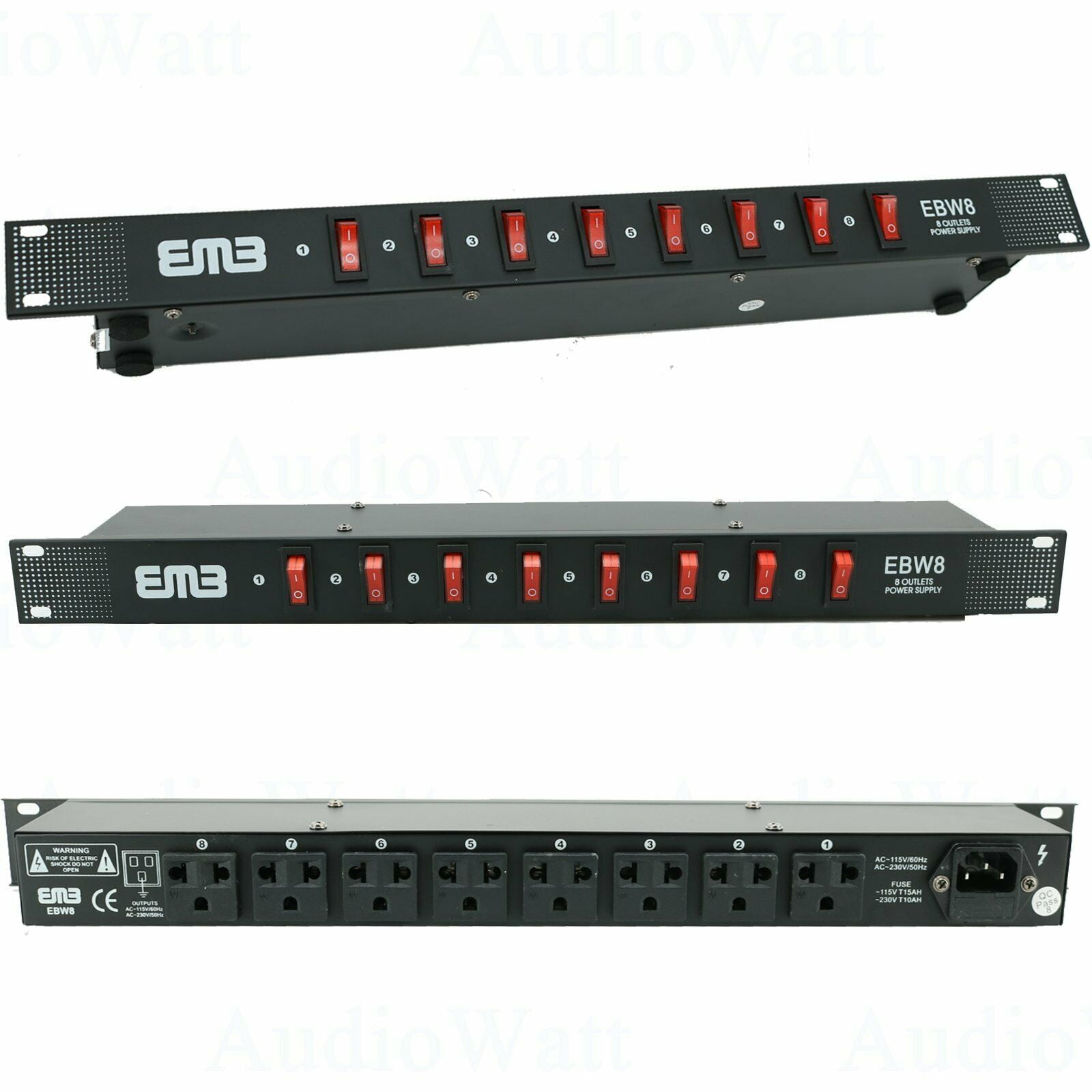 EMB EBW8 8 Outlet Rack Mount Power Supply AC 110V 220V Outlet Surge emb-ebw8-8-outlet-rack-mount-power-supply-ac-110v-220v-outlet-surge