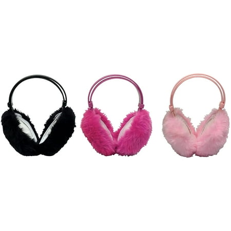 - 3 Pack Kids Girls Cute Fluffy Adjustable Foldable Winter Ear Muffs ...
