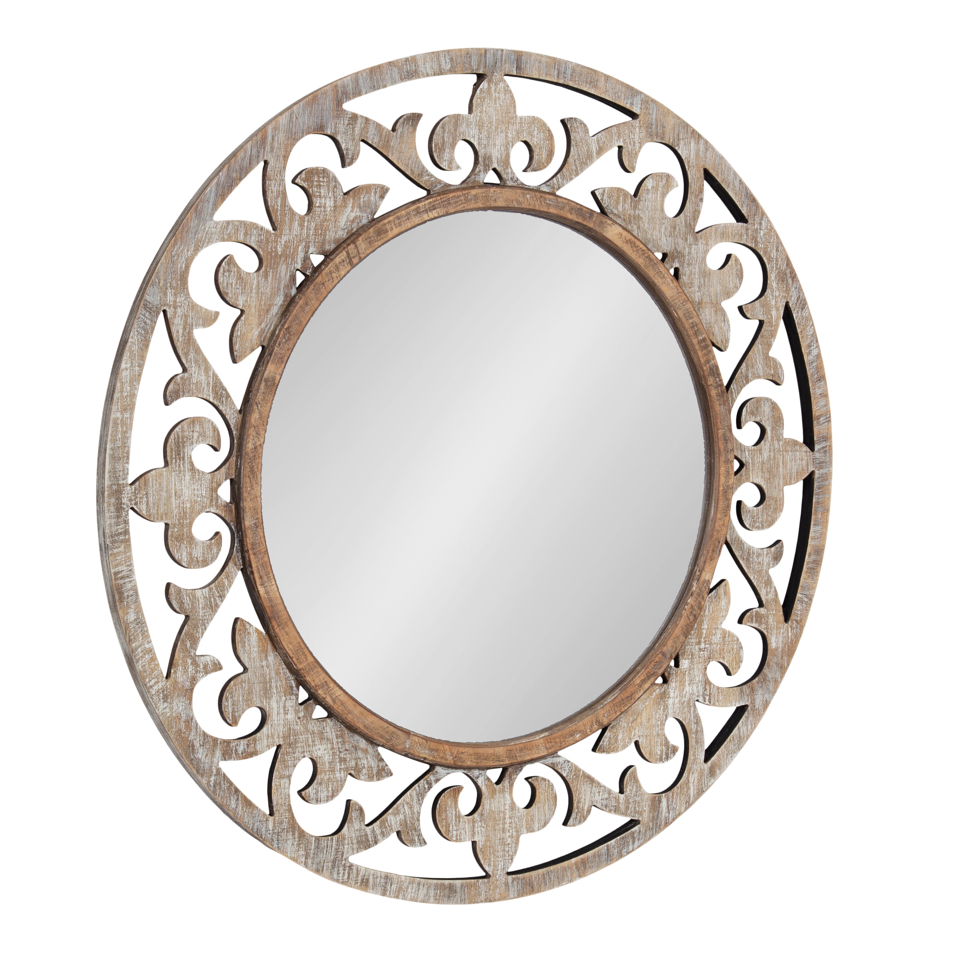 Kate and Laurel Shovali Rustic Round Mirror, 32 Inch Diameter, Rustic ...