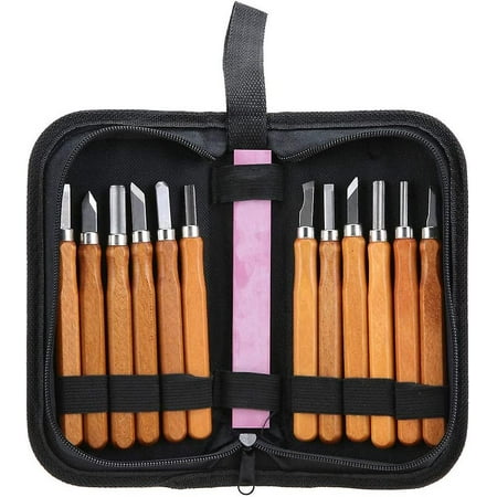Wood Chisel Kit, 13 Piece Wood Carving Tool Set Compact Handmade Wood ...