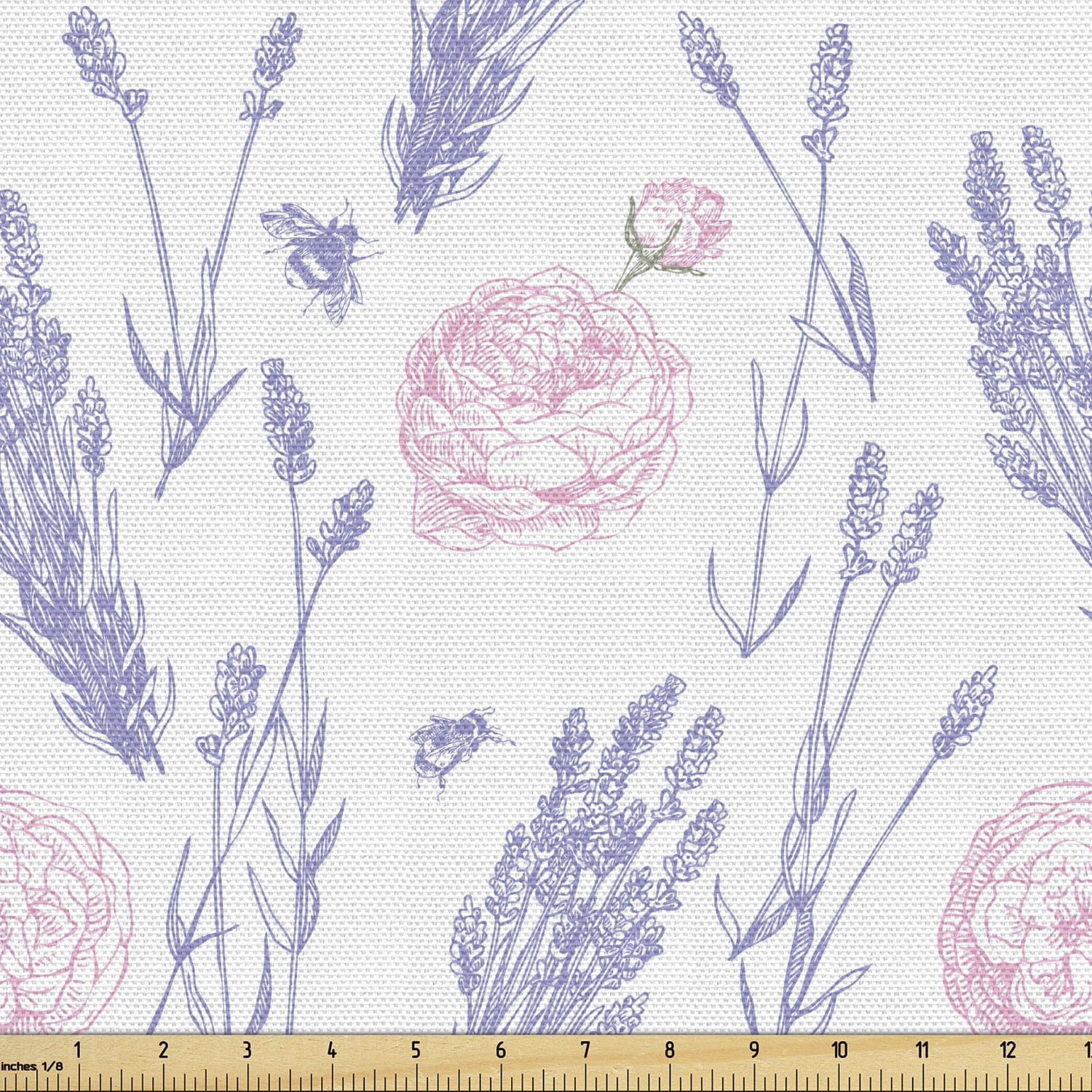 Vintage Rose Fabric by the Yard, Repeating Rosebuds and Lavenders ...