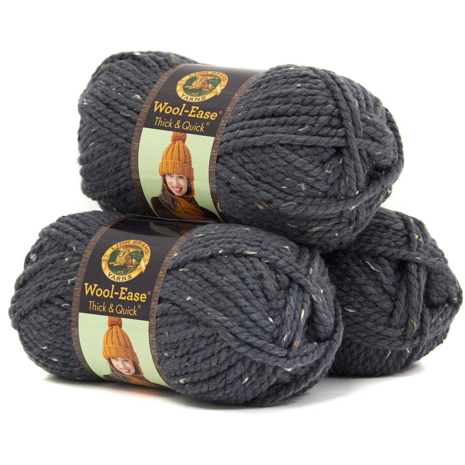 Lion Brand Yarn Wool-Ease Thick and Quick Graphite Classic Super Bulky ...