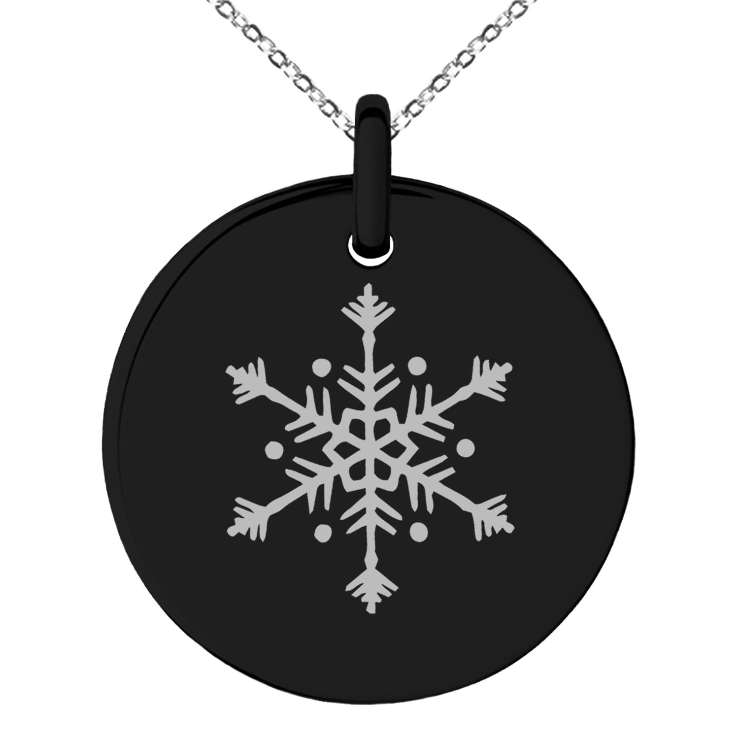 Black Stainless Steel Evergreen Compass Snowflake Engraved Small ...