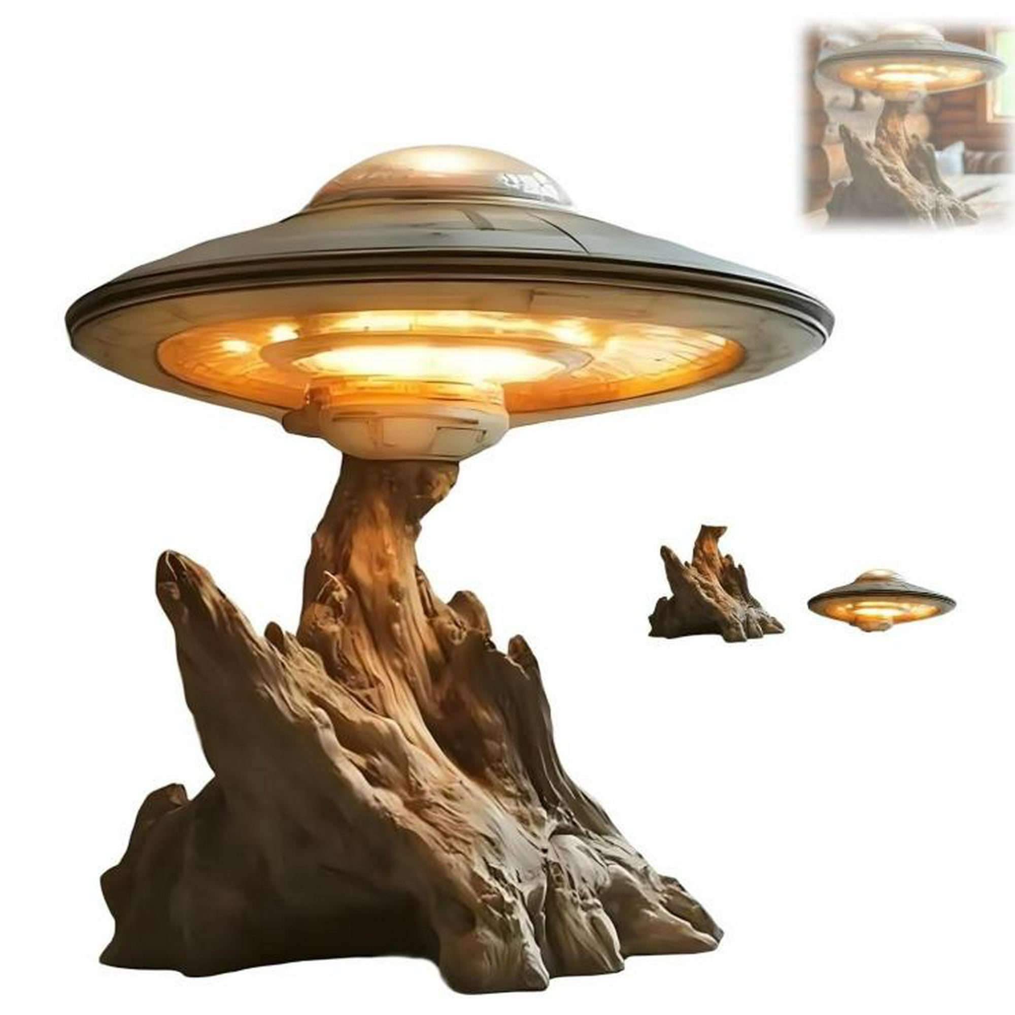 Click here for Nobrand Ufo Lamp With Tree Trunk Base  Unique Rech... prices