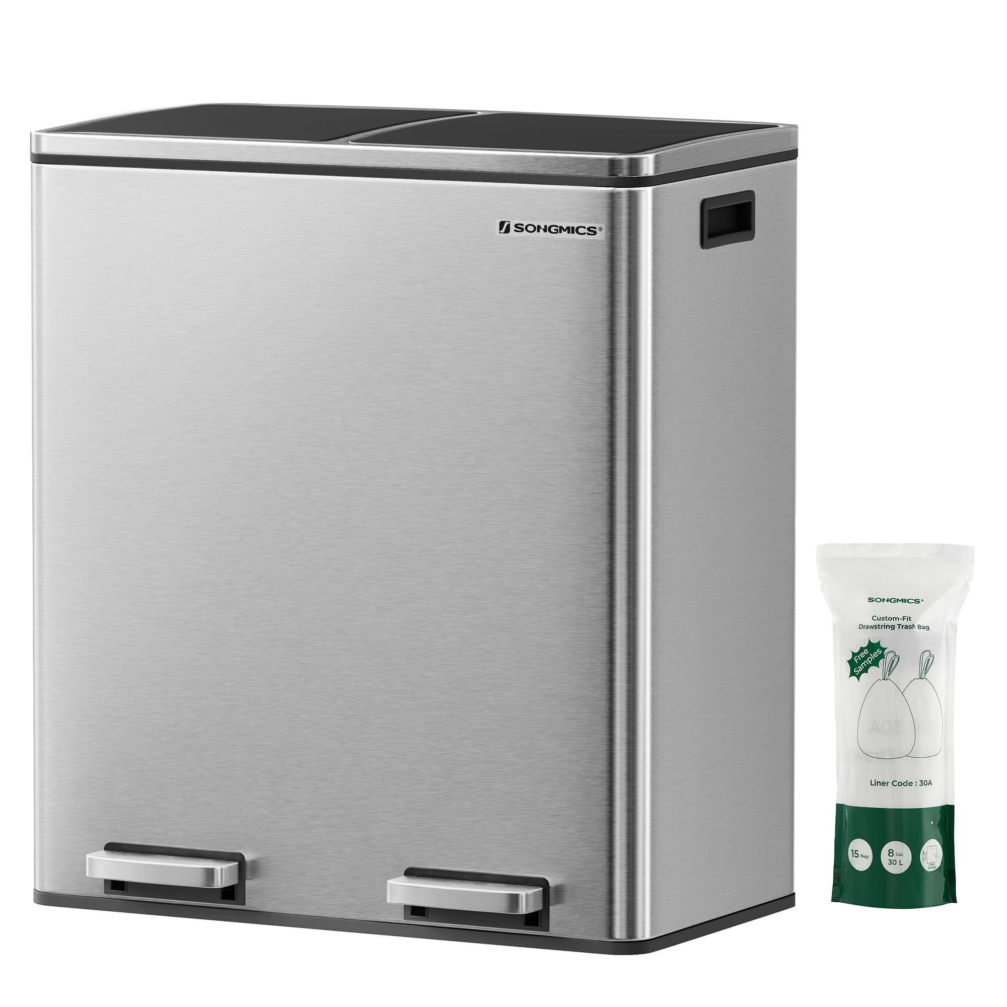 Click here for Songmics Trash Can  2 X 8 Gallon Garbage Can For K... prices