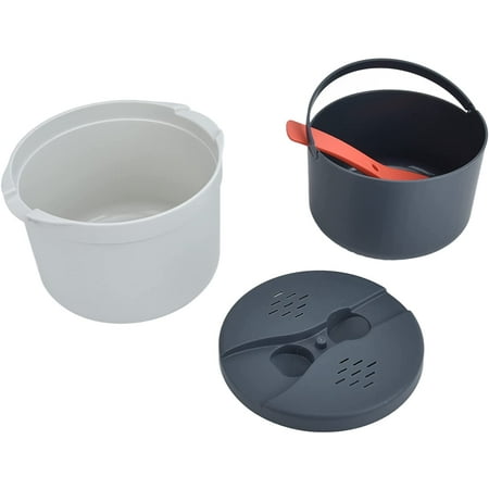 Microwave Rice Cooker, 2L Food Grade PP Material Rice Spoon Lid ...