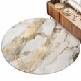 Abstract Marble Texture Pattern Round Rug 3ft Gold White Gradient ...