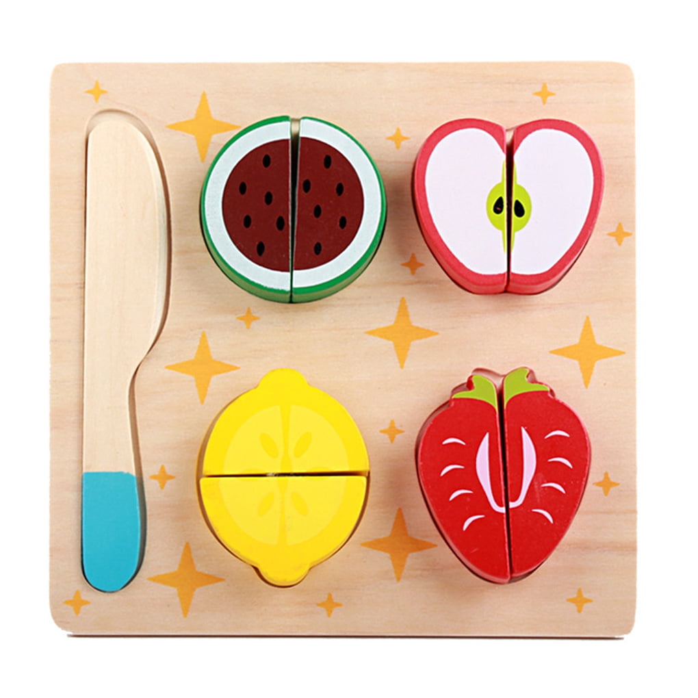 TureClos Woode Cut Toy Fruits Vegetables Fruit Dessert Kids Cooking ...
