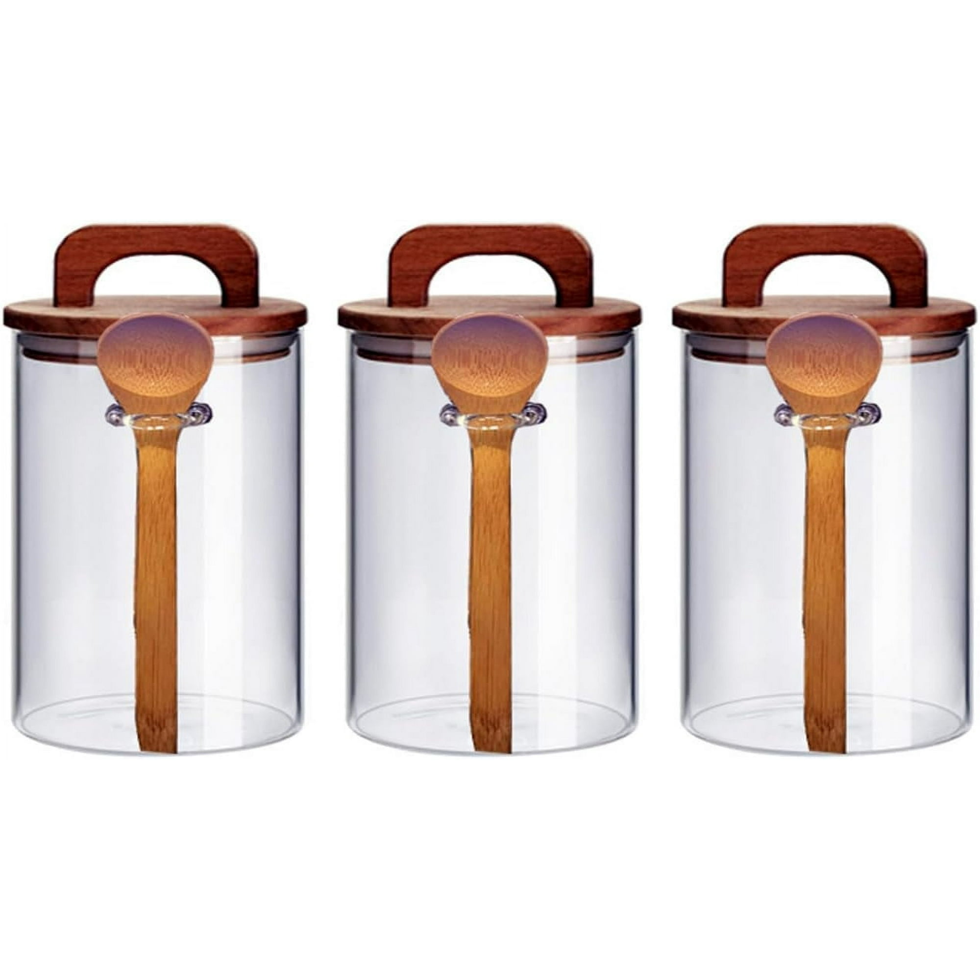 Click here for Biwat-Set Of 3 Glass Food Storage Jars With Wooden... prices
