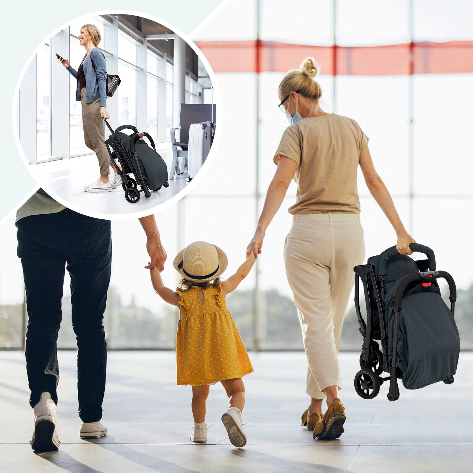 Buy Gymax Lightweight Baby Stroller Compact Travel Stroller Retractable ...