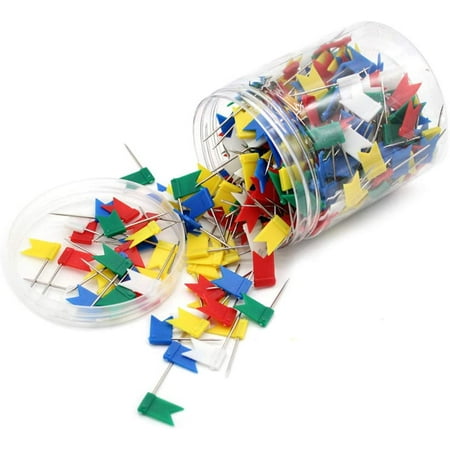 Xizioo 300 Pieces Colorful Flag Travel Map Push Pins Flag Map Tacks Map ...