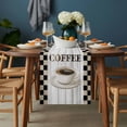 Coffee Time Cotton Linen Table Runner Vintage Hot Drink Brown Plaid ...