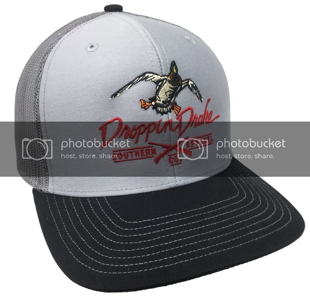Droppin Drake Mallard Duck and Gun X Logo Mesh Back Trucker Hat-Grey ...