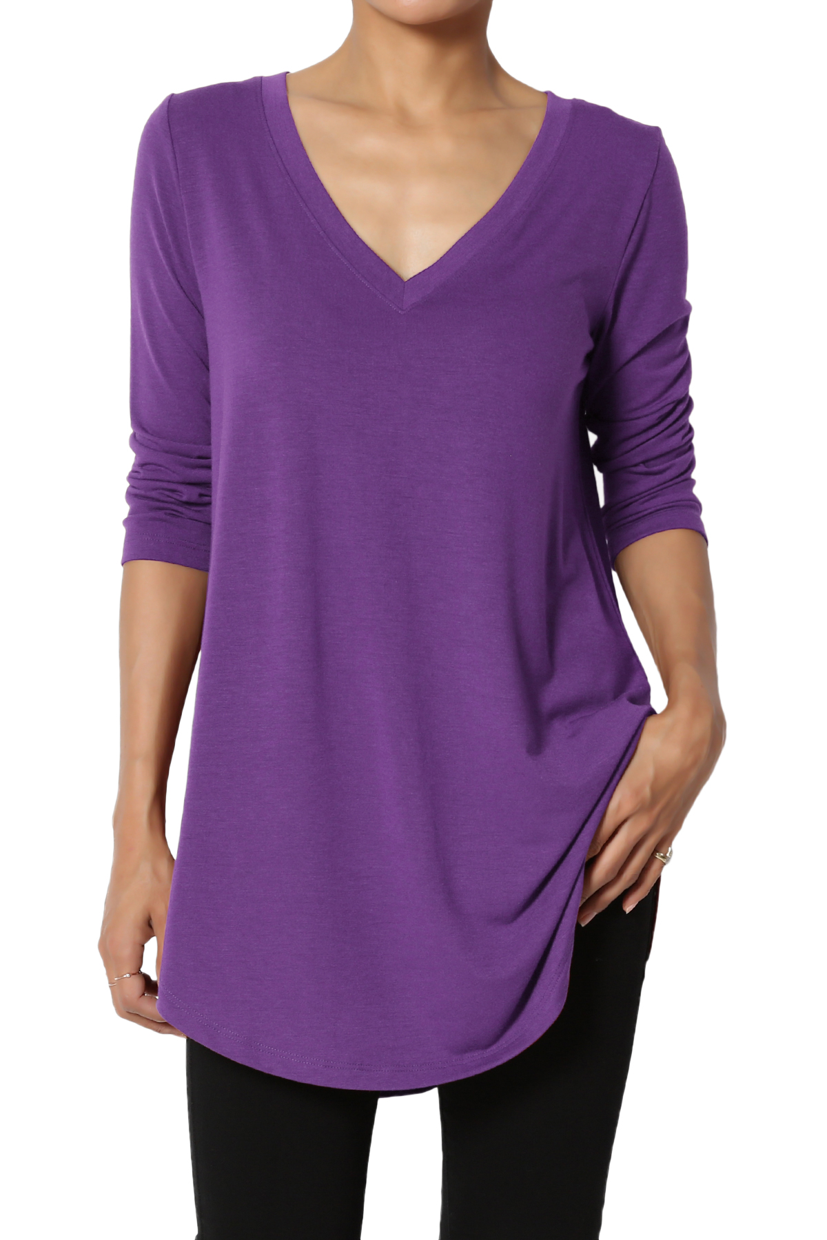 themogan-women-s-s-3x-basic-3-4-sleeve-v-neck-draped-jersey-knit-flowy