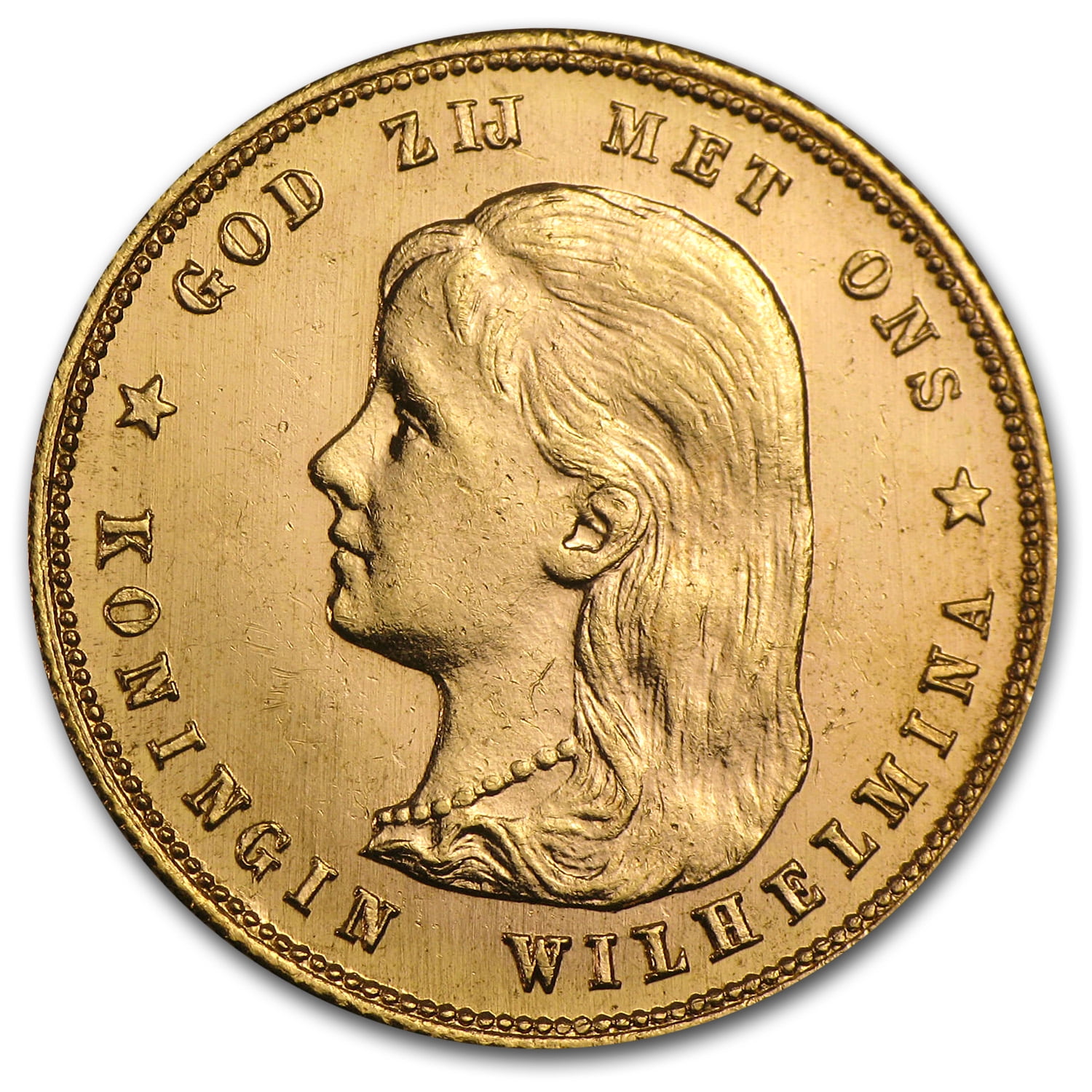 1897 Netherlands Gold 10 Guilder Wilhelmina Flowing Hair AU - Walmart.com