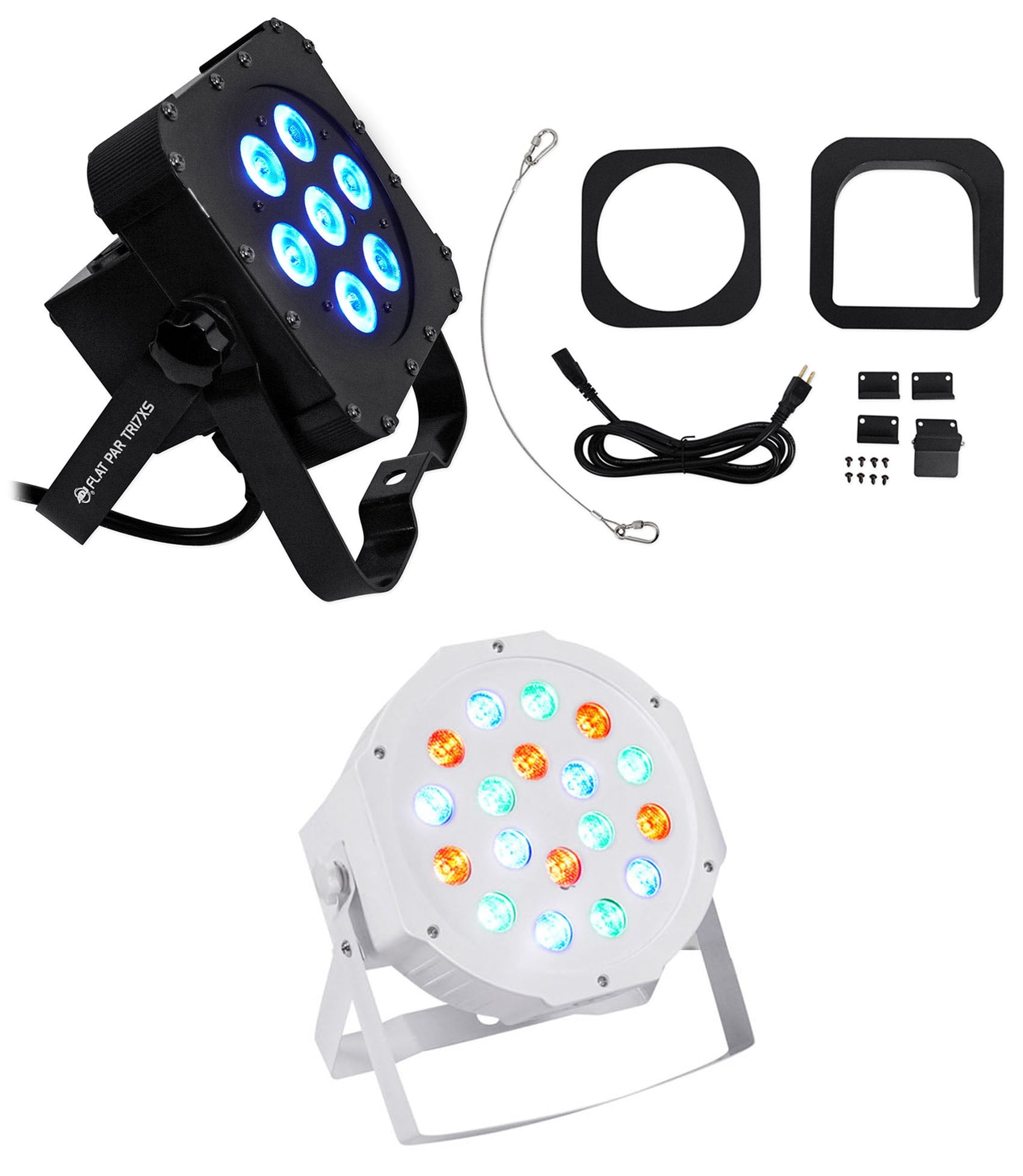 American DJ ADJ Flat Par Tri 7XS Slim Par Can LED 3 in 1 RGB Wash Light ...