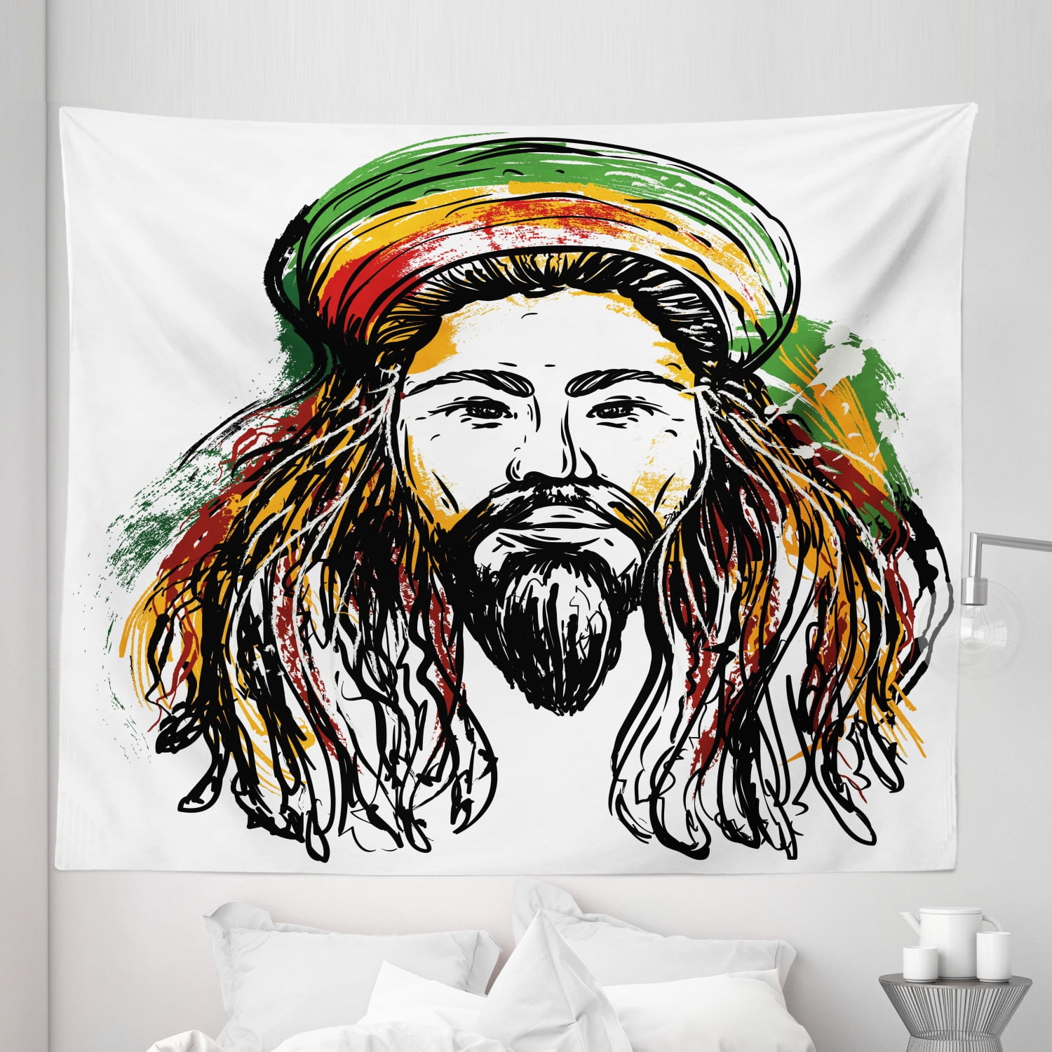 Rasta Tapestry, Rasta Man Jamaican Island Theme Reggae Folk Culture ...