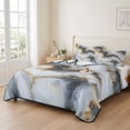 78x90in Quilt Bedding Set, Abstract Natural Marble Texture Lightweight ...